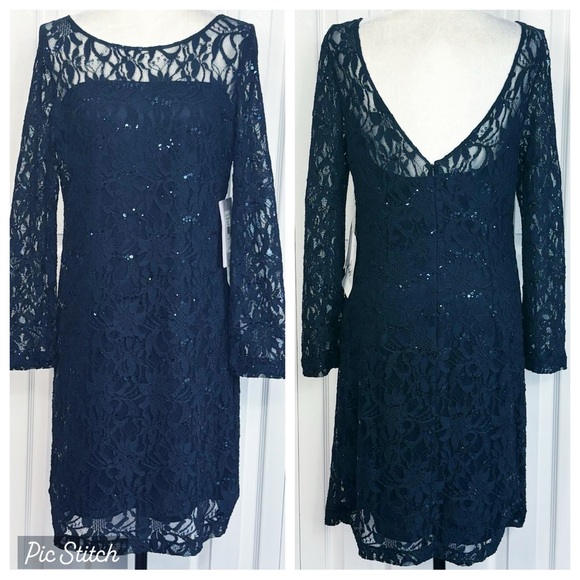 JS Collections | Dresses | Nwt Js Collections Formal Navy Blue Sequin ...